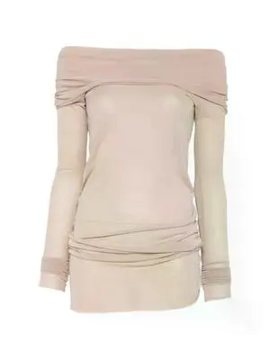 Rick Owens Off-shoulder Log-sleeve T-shirt - Neutrals