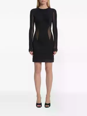 Attico Mini Dress With Tulle Inserts - Black