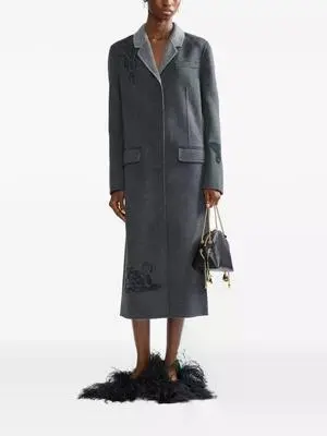 Erdem Embroidered Melange Coat - Grey