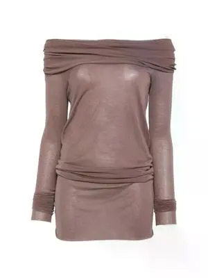 Rick Owens Off-shoulder Long-sleeve T-shirt - Brown