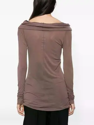 Rick Owens Off-shoulder Long-sleeve T-shirt - Brown