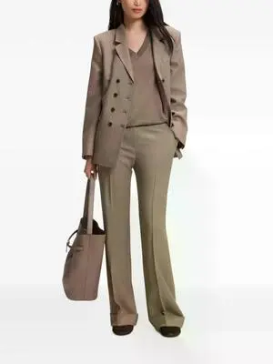 BOSS Gabardine Flared Trousers With Pressed Creases