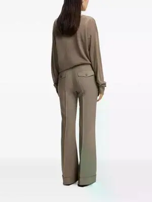 BOSS Gabardine Flared Trousers With Pressed Creases