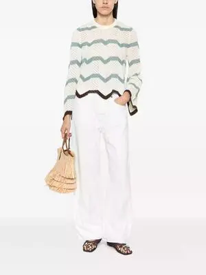 La DoubleJ Chevron-knit Scalloped-edge Knit