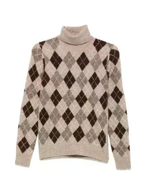 P.a.r.o.s.h Argyle-knit Roll-neck Sweater - Neutrals