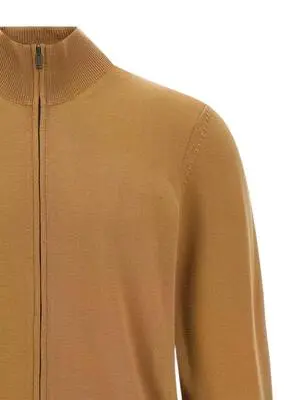 BOSS High-neck Zip-up Cardigan - Brown