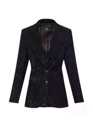 Etro Floral-jacquard Single-vent Blazer - Black