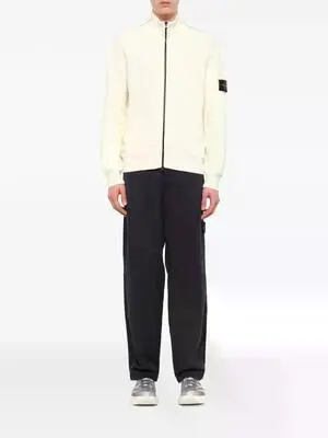 Stone Island Ribbed Zip-up Cardigan - Neutrals