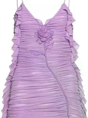 David Koma Lace-rose Ruffled Mini Dress