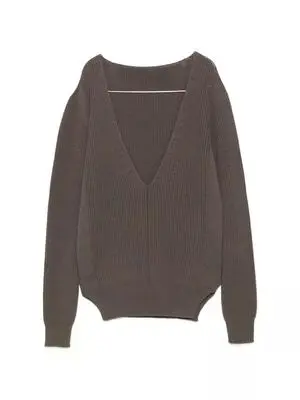 Rick Owens V-neck Ribbed-knit Sweater - Grey