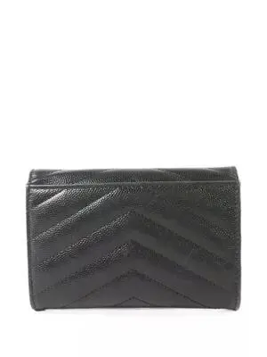 Saint Laurent Cassandre Leather Wallet - Black
