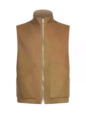 LARDINI Zip-up High-neck Gilet - Brown