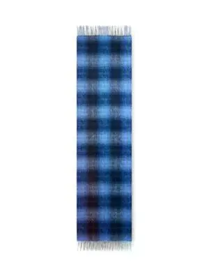 Etro Wool And Cashmere Jacquard Scarf With Arnica And Check Motifs - Blue