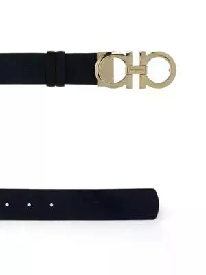 FERRAGAMO Gancini Pebbled-leather Belt