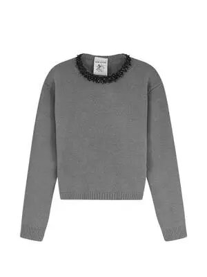 SEMICOUTURE Denny Bead-embellished Knitted Sweater - Grey