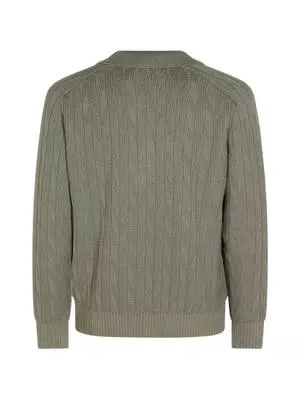 Canali Cable-knit Polo-collar Sweater - Green