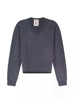 SEMICOUTURE Celia Sequin-embellished V-neck Sweater - Grey