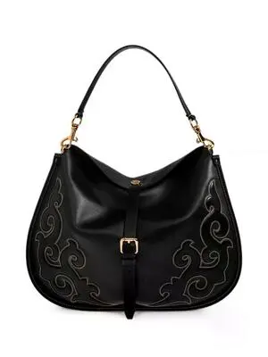 Etro Maxi Leather Pony Bag With Texan Embroidery