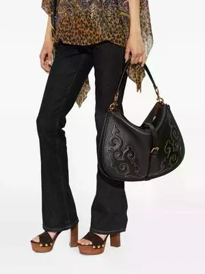 Etro Maxi Leather Pony Bag With Texan Embroidery