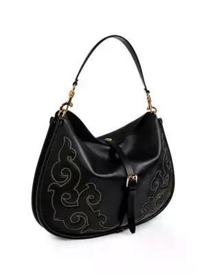 Etro Maxi Leather Pony Bag With Texan Embroidery