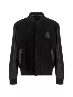 BOSS Monogram-patch Bomber Jacket - Black