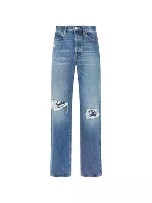 FRAME Distressed Straight-leg Jeans - Blue