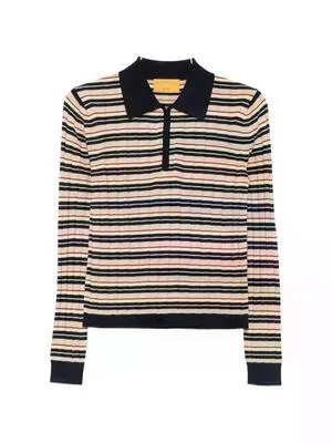 Guest In Residence Striped Half-zip Polo Shirt - Neutrals