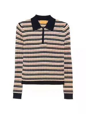 Guest In Residence Striped Half-zip Polo Shirt