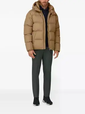 Boggi Milano Bomber In Wool-blend Padded With Goose Down - Neutrals