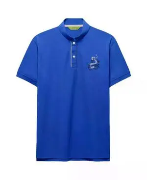 Shanghai Tang Tang Dragon Cotton Polo Shirt - Blue