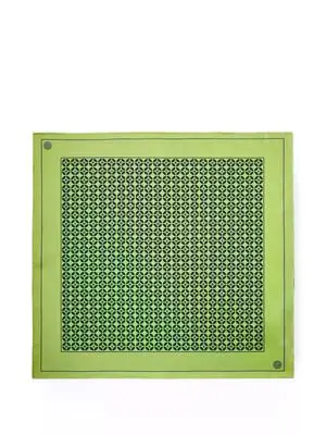 Shanghai Tang Geometric-print Mulberry Silk Pocket Square - Green