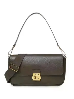 COCCINELLE Logo-clasp Leather Shoulder Bag - Green