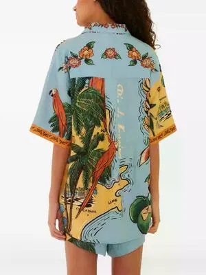 Farm Rio Multicolor Beaches Path Buttoned Shirt