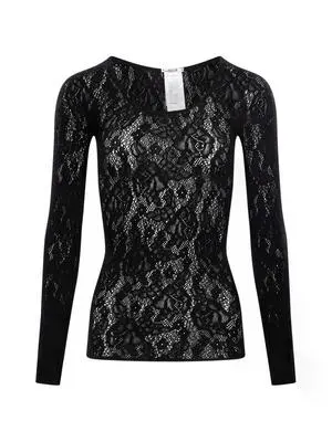 Wolford Lace Semi-sheer Long-sleeve Blouse - Black