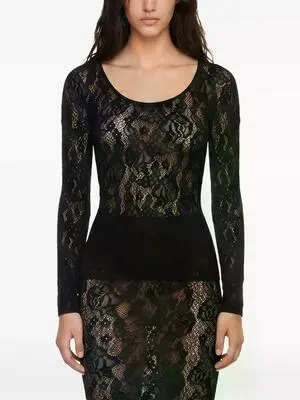 Wolford Lace Semi-sheer Long-sleeve Blouse