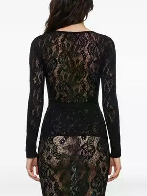 Wolford Lace Semi-sheer Long-sleeve Blouse