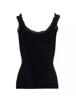 Elisabetta Franchi Lace-trim Ribbed Top - Black
