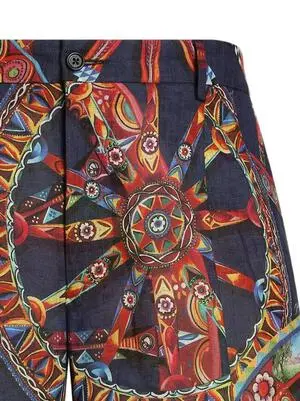Dolce & Gabbana Carretto Print Linen Bermuda Shorts