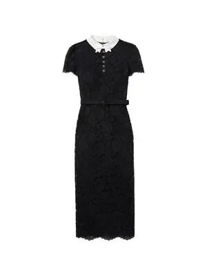 SELF-PORTRAIT Lace Midi Dress With Contrast Collar