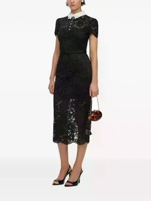 SELF-PORTRAIT Lace Midi Dress With Contrast Collar