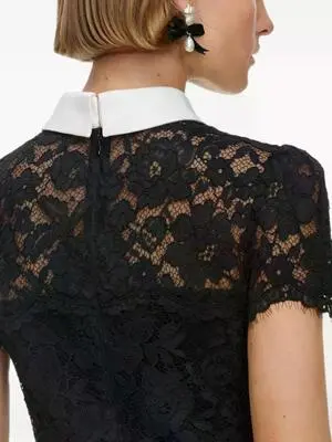 SELF-PORTRAIT Lace Midi Dress With Contrast Collar