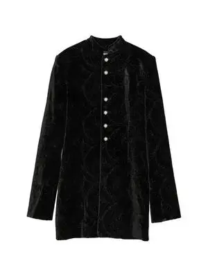 ANN DEMEULEMEESTER Jacquard-patterned Pearl-button Jacket - Black