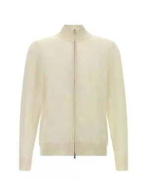 BOSS H-balonso Zip-up Virgin-wool Cardigan - Neutrals