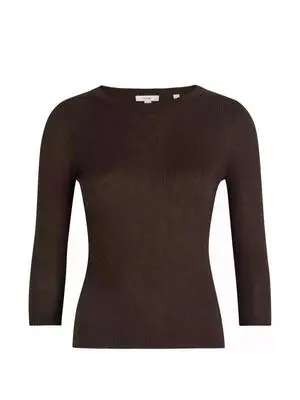 Vince Ribbed Knit Boat-neck Sweater - Brown