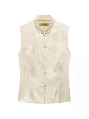 Shanghai Tang Qipao Floral-jacquard Top - Neutrals