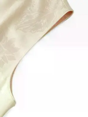 Shanghai Tang Floral Jacquard Sleeveless Mandarin Collar Top - Neutrals
