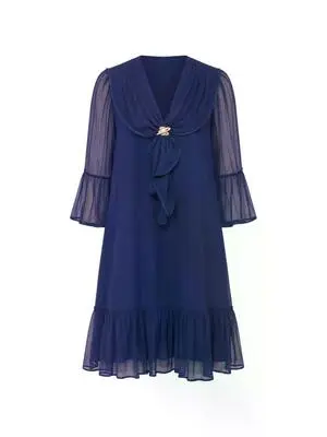 NISSA Silk Midi Dress - Blue
