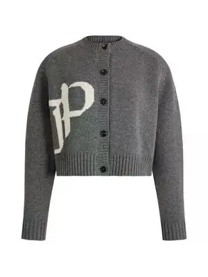 PATOU Jp Logo-intarsia Cardigan - Grey