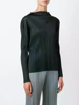 Issey Miyake Pleated Funnel Neck Top
