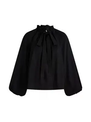 PATOU Ruffled Tie-neck Blouse - Black